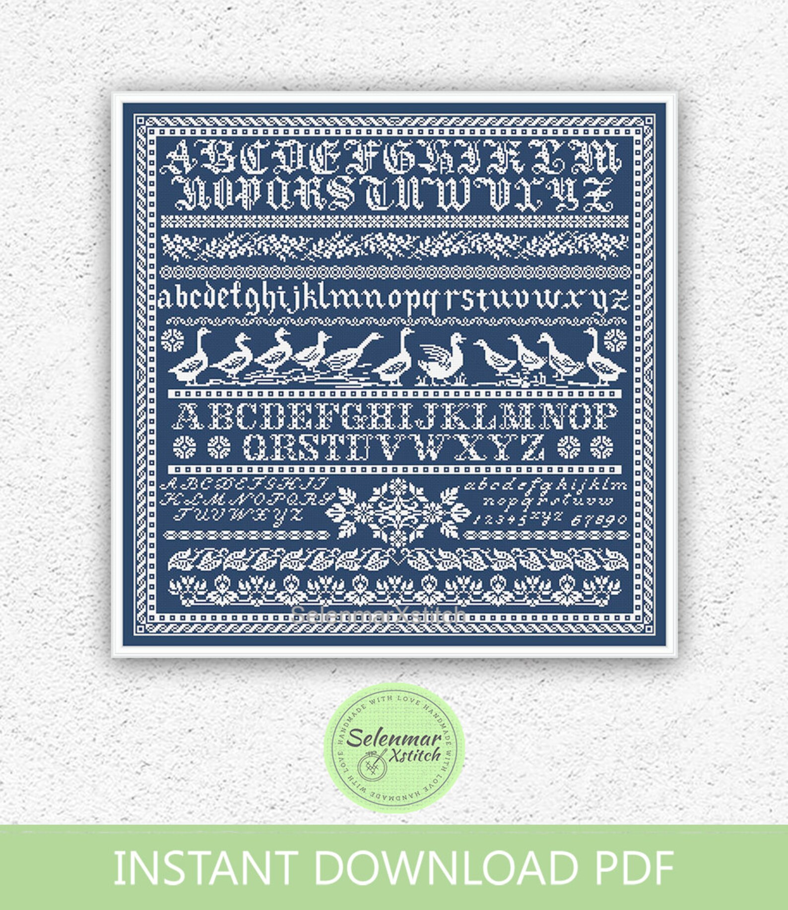 Country Monochrome Cross Stitch Pattern Farmhouse Birds Geese - Etsy