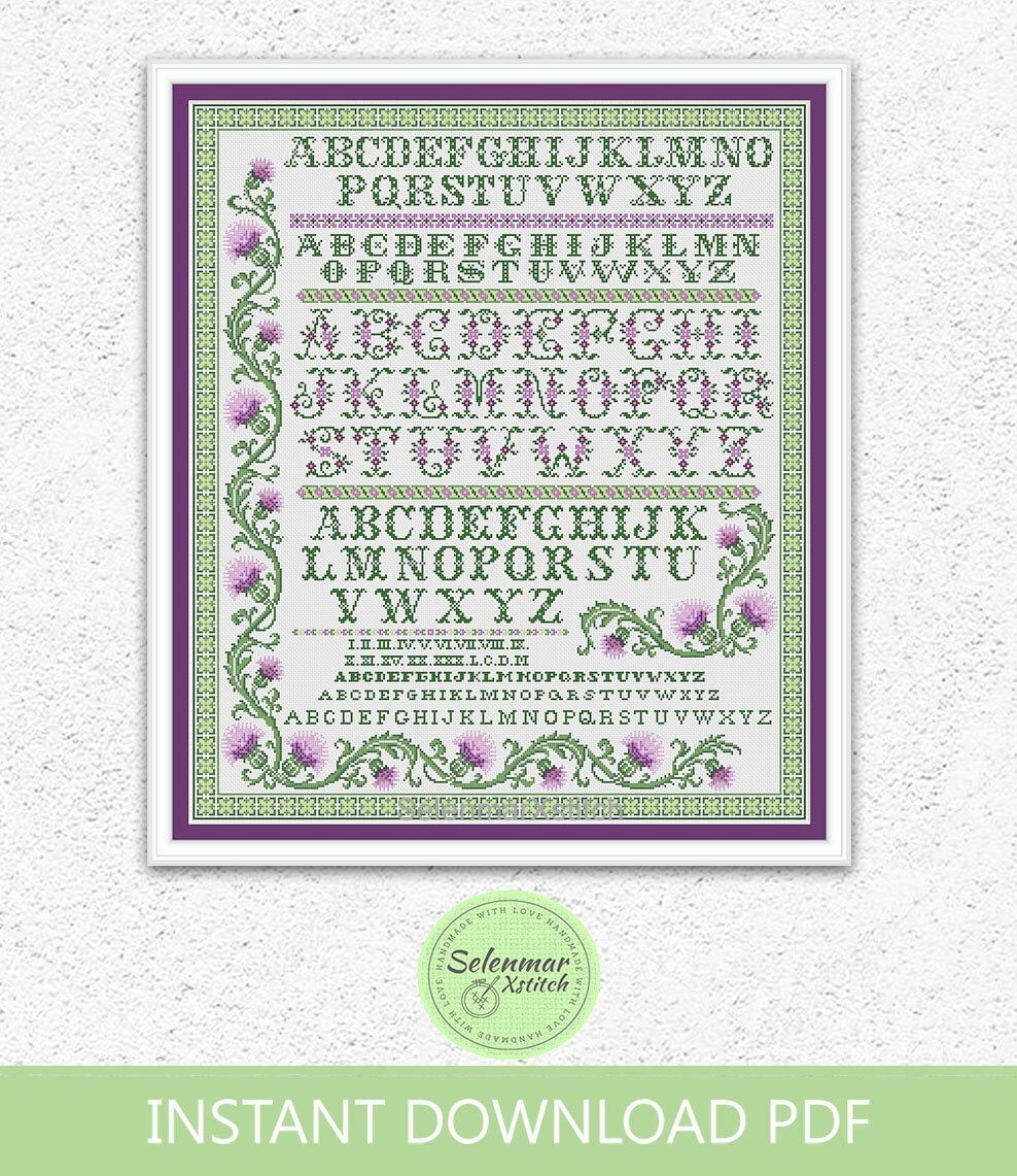 Scottish Thistle Cross Stitch Pattern Quaker Sampler - Etsy
