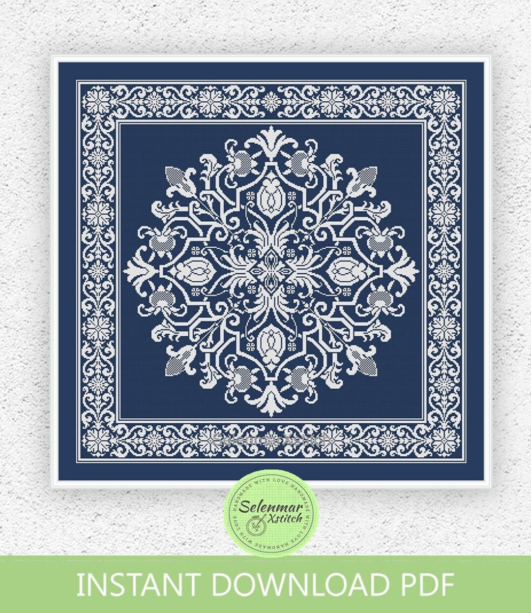 Monochrome Pillow Sampler Cross Stitch Pattern Antique Ornament ...