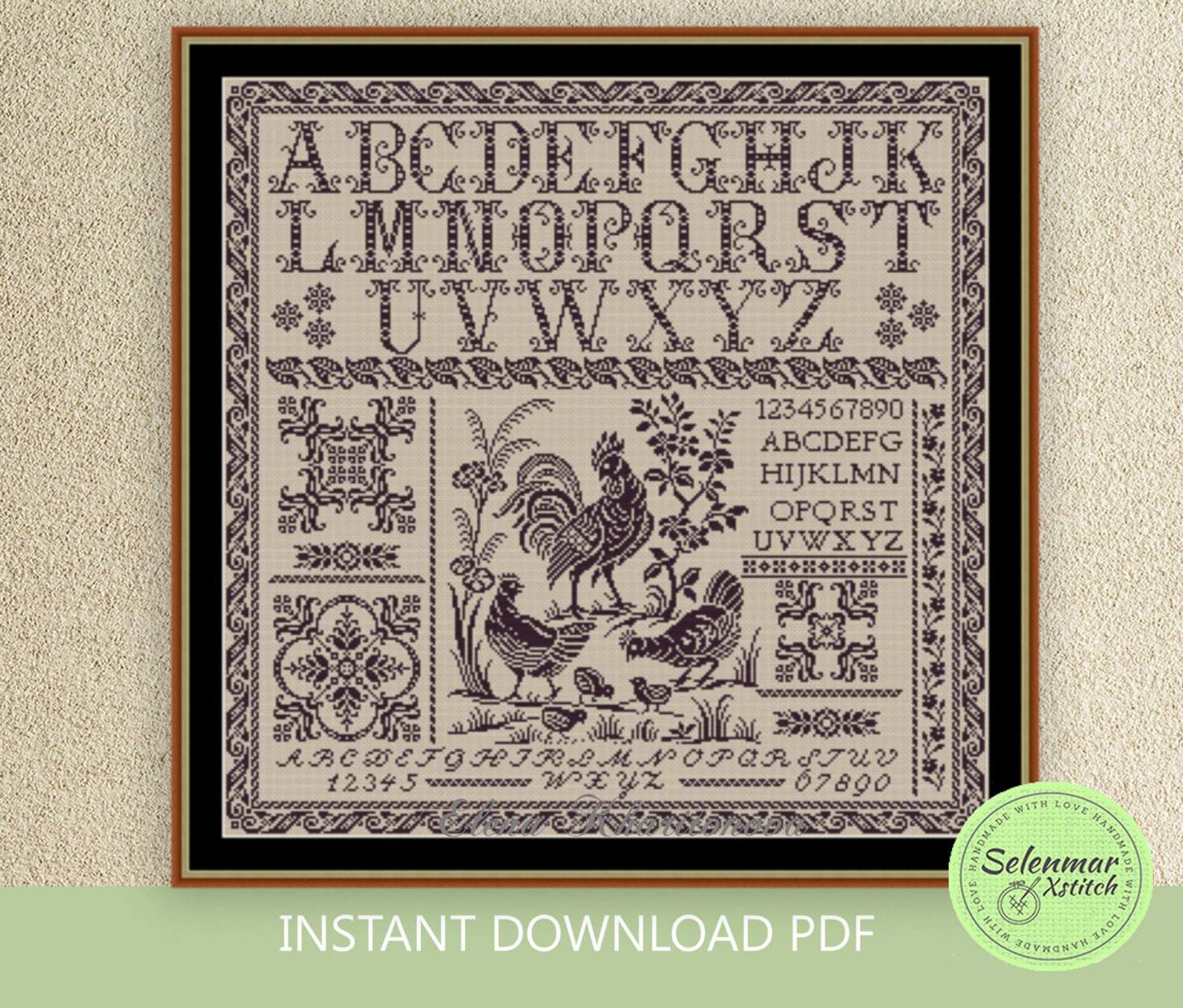 Quaker Sampler Cross Stitch Pattern Birds Rooster Hens - Etsy