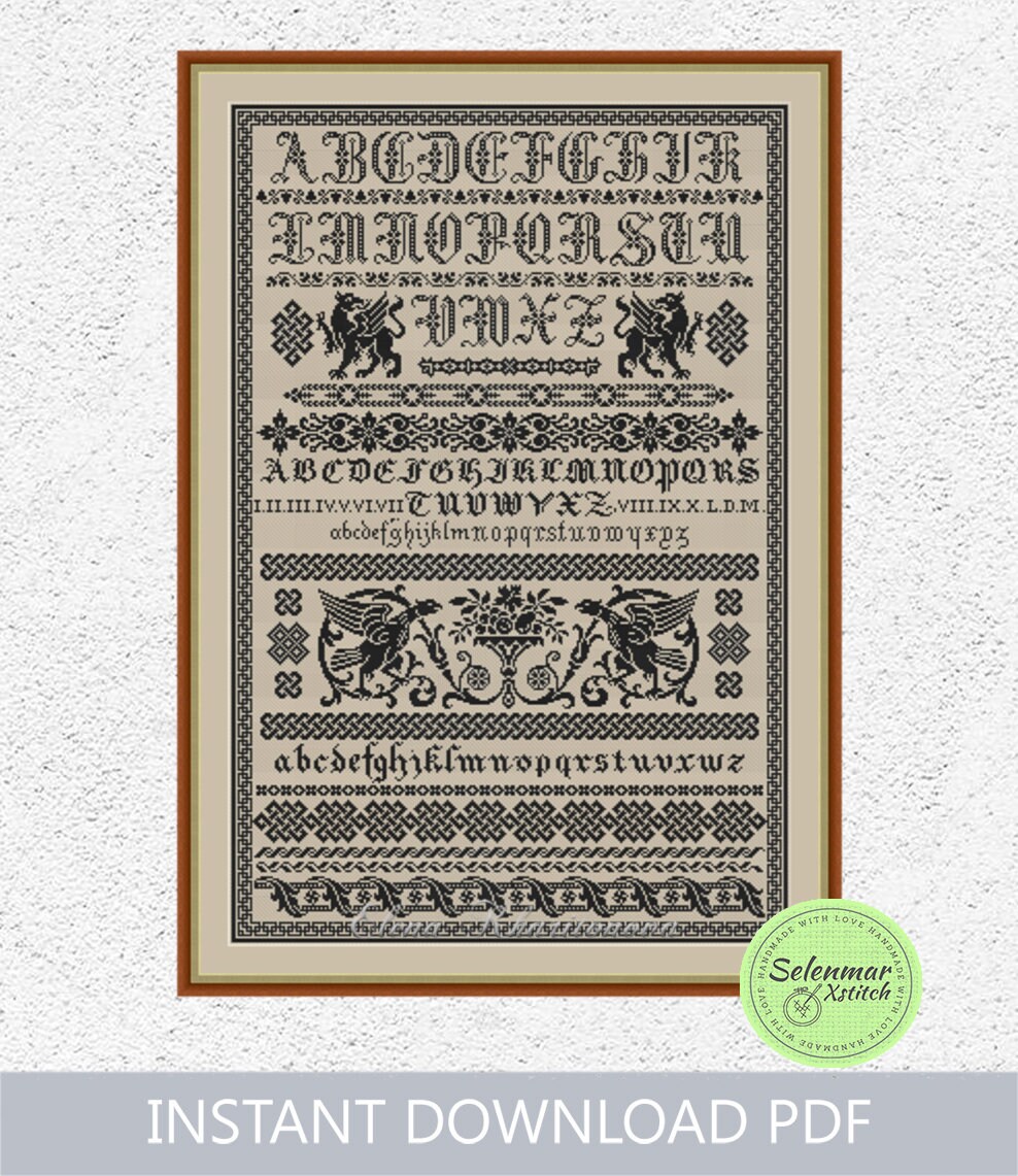 Celtic Dragons Monochrome Cross Stitch Pattern Quaker - Etsy