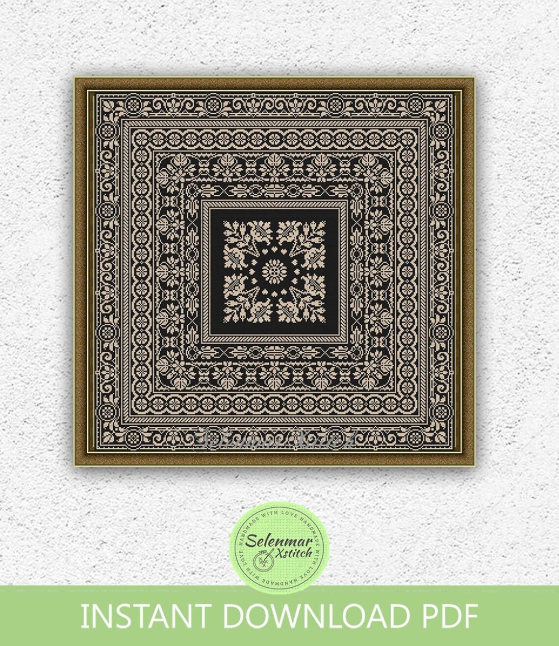 Monochrome Cross Stitch Pattern Pillow Cross Stitch Sampler Cross ...