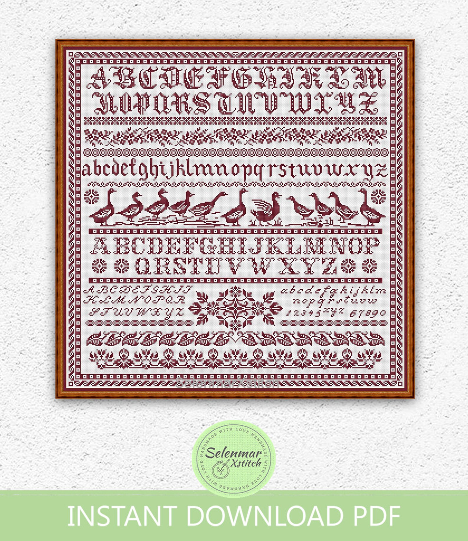 Country Quaker Sampler Counted Cross Stitch Pattern Farmhouse - Etsy