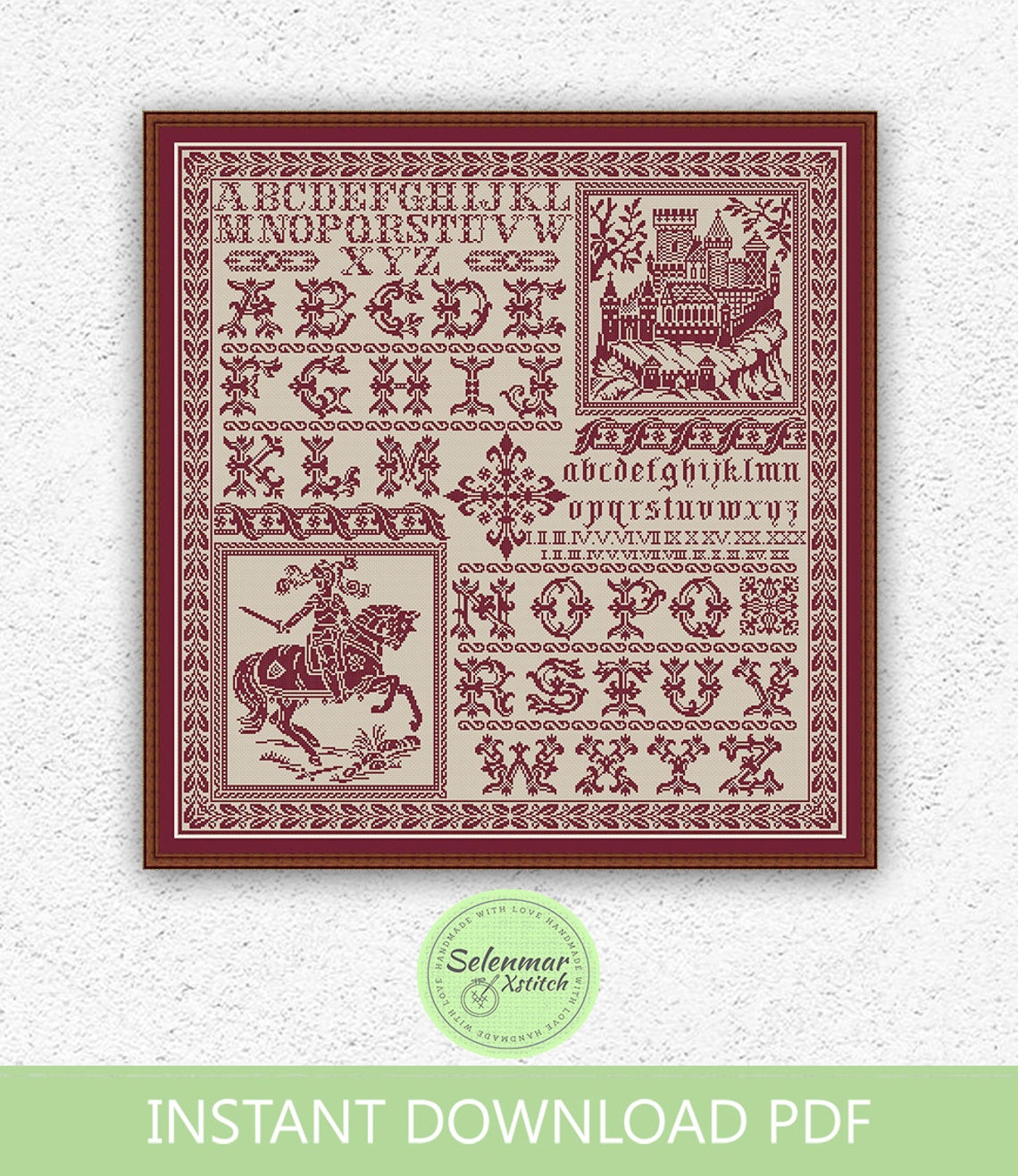 Medieval Monochrome Cross Stitch Pattern Quaker Cross Stitch - Etsy