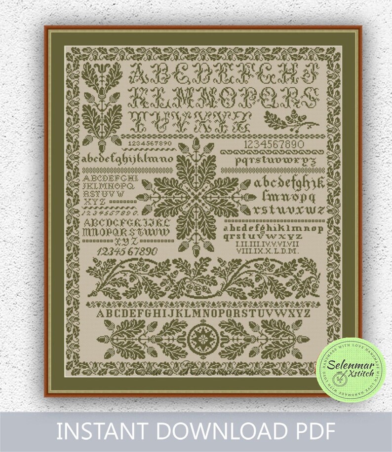 Quaker Sampler Counted Cross Stitch Pattern Acorn Cross Stitch - Etsy