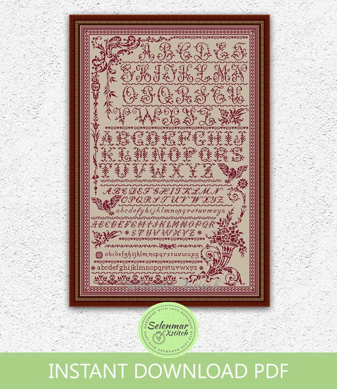 Floral Monochrome Cross Stitch Pattern Flowers Cornucopia Embroidery ...