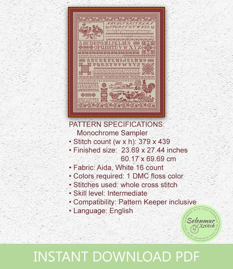 Rustic Quaker Sampler Counted Cross Stitch Pattern Farmhouse - Etsy