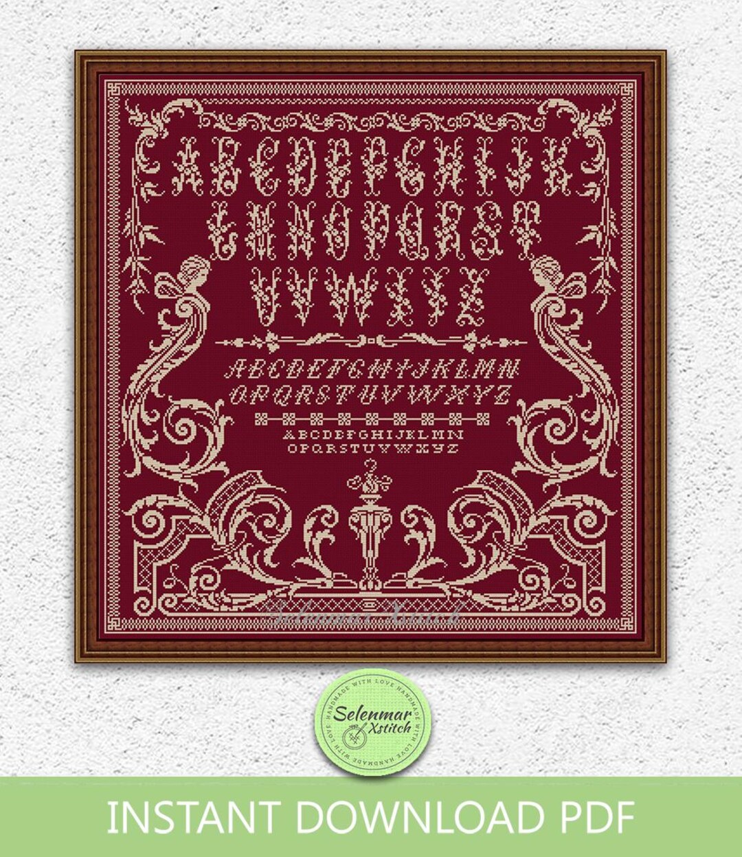 Monochrome Cross Stitch Pattern Mythology Quaker Embroidery Nymphs ...