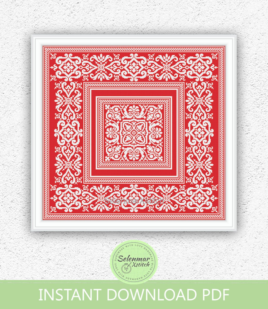 Monochrome Cross Stitch Pattern Mosaic Tile Cross Stitch Square ...