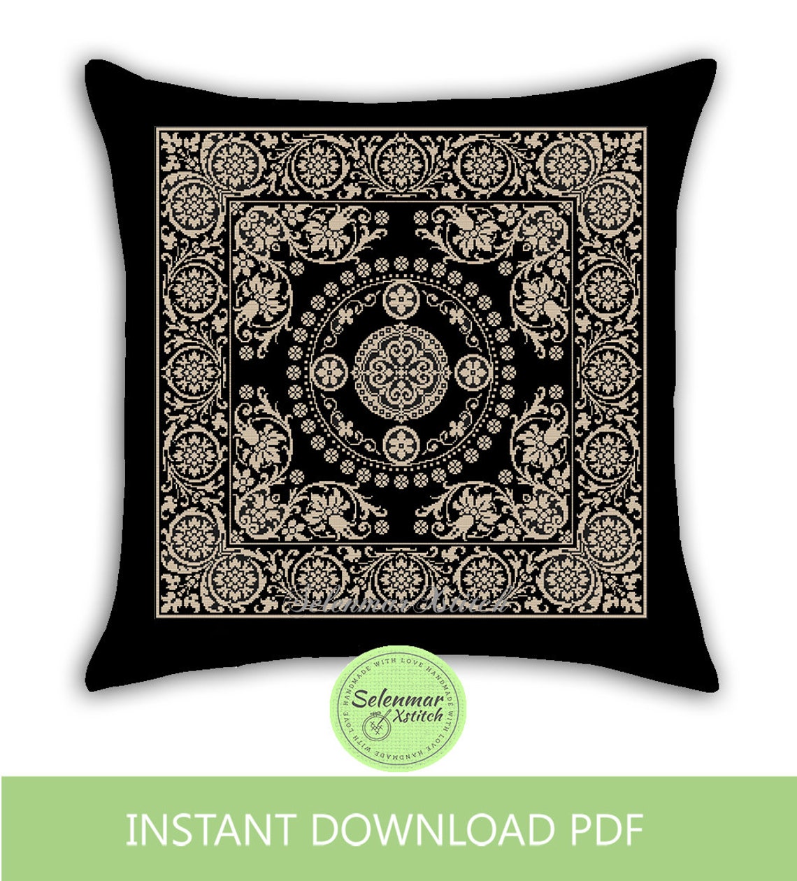 Monochrome Cross Stitch Pattern Pillow Cross Stitch Embroidery Design ...