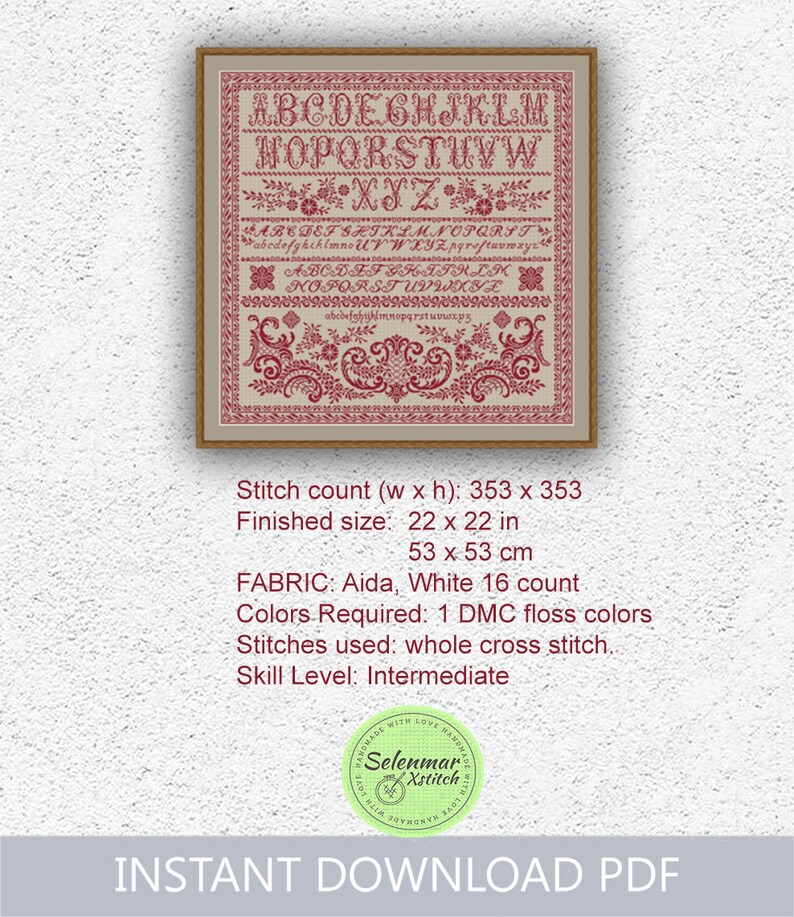 Flower Quaker Sampler Cross Stitch Pattern Floral Antique - Etsy