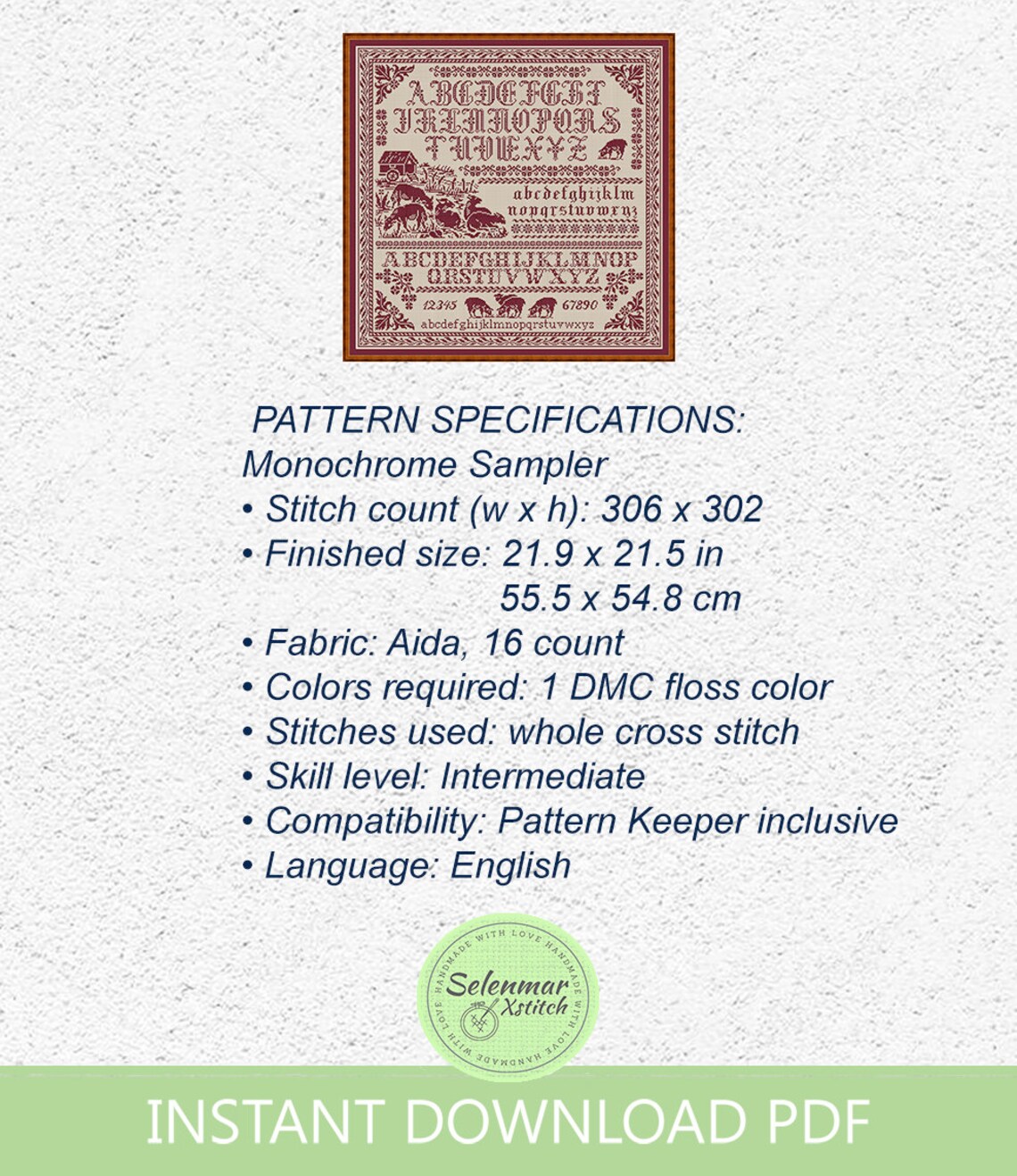 Country Quaker Sampler Counted Cross Stitch Pattern Cows and - Etsy