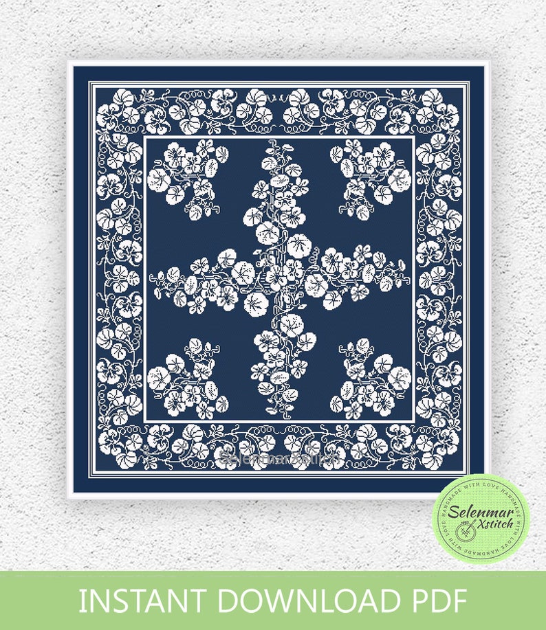 Leafy Monochrome Cross Stitch Pattern Botany Cross Stitch - Etsy