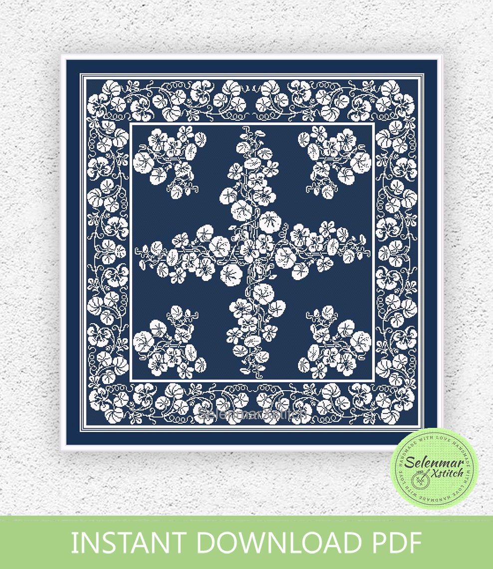 Leafy Monochrome Cross Stitch Pattern Botany Cross Stitch - Etsy