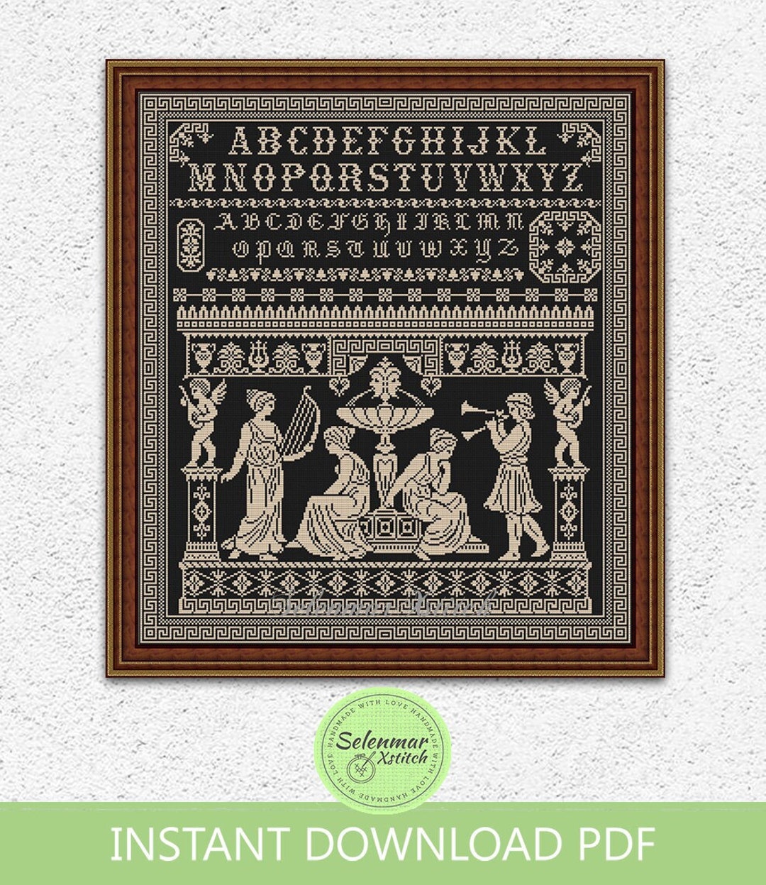 Monochrome Quaker Sampler Counted Cross Stitch Pattern Goddesses Cross ...