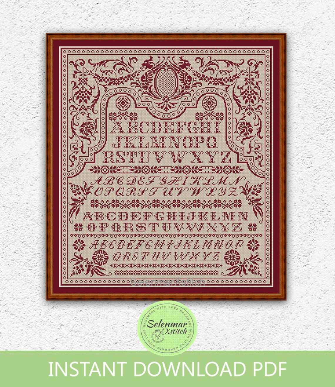 Quaker Sampler Cross Stitch Pattern Monochrome Antique - Etsy