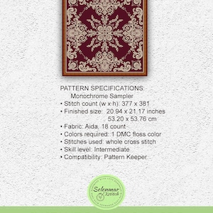 Monochrome Cross Stitch Pattern Antique Ornament Embroidery Design ...