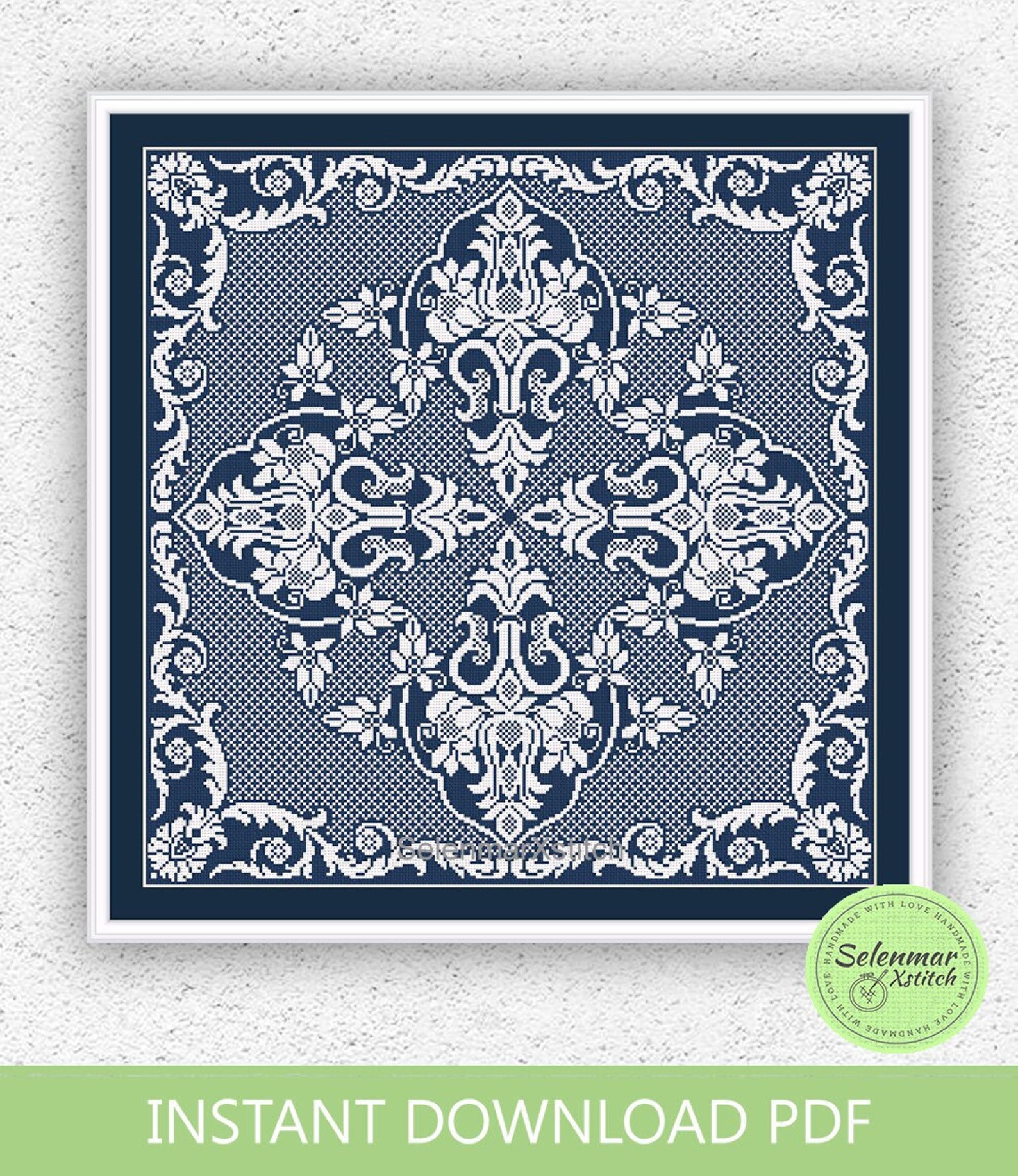 Antique Monochrome Cross Stitch Pattern Pillow Cross Stitch Cushion ...