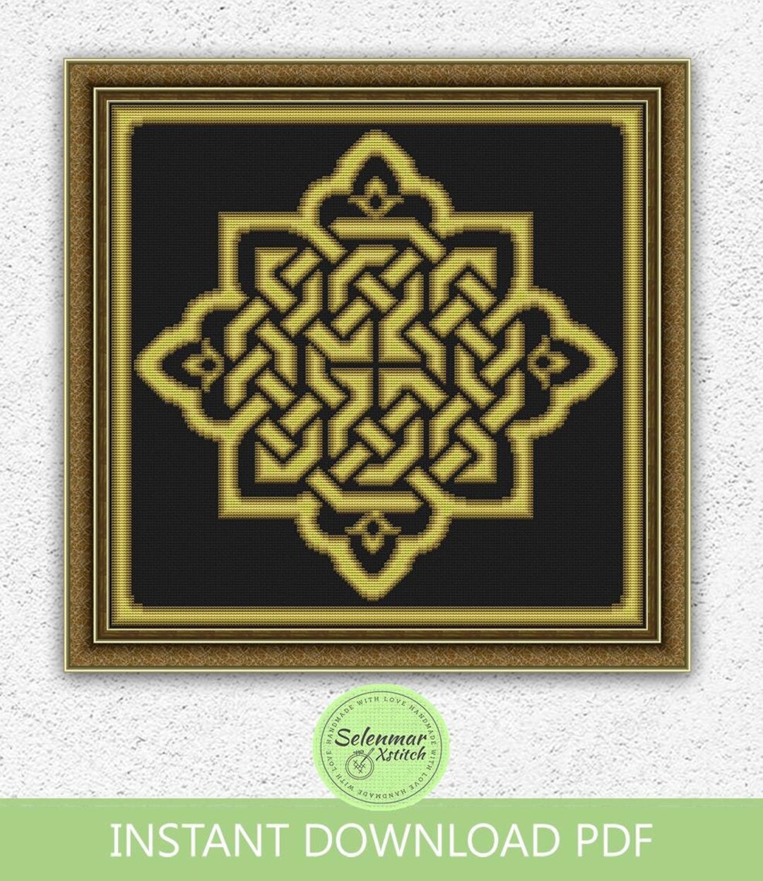 Celtic Knot Counted Cross Stitch Pattern Celtic Cross Stitch Pillow ...