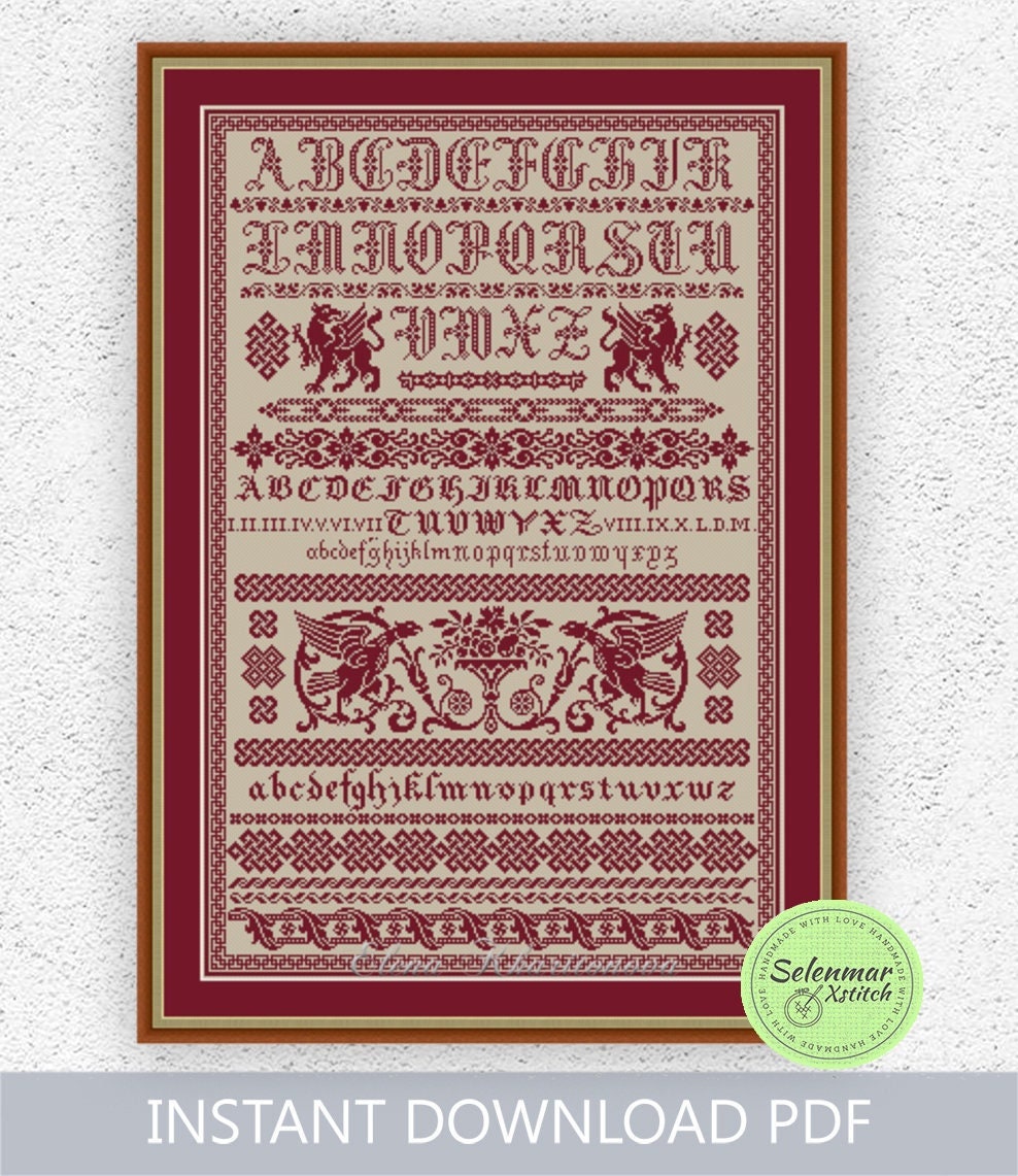 Celtic Dragons Monochrome Cross Stitch Pattern Quaker - Etsy