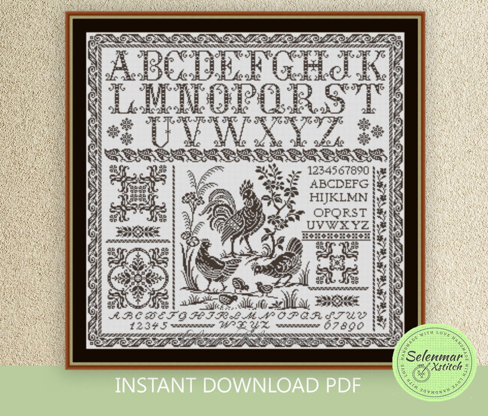 Quaker Sampler Cross Stitch Pattern Birds Rooster Hens - Etsy