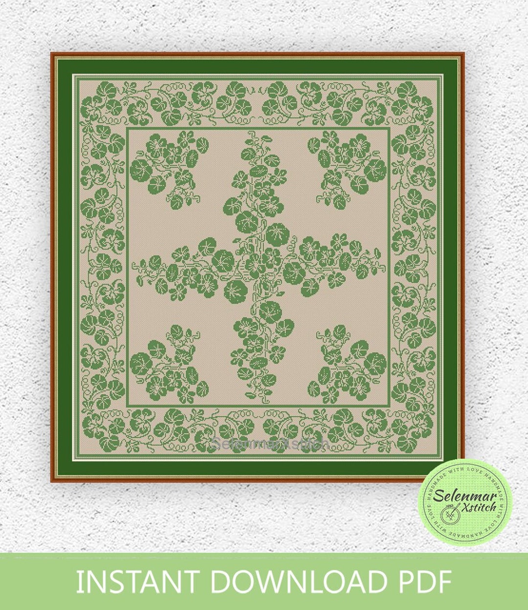 Leafy Monochrome Cross Stitch Pattern Botany Cross Stitch Botanical ...