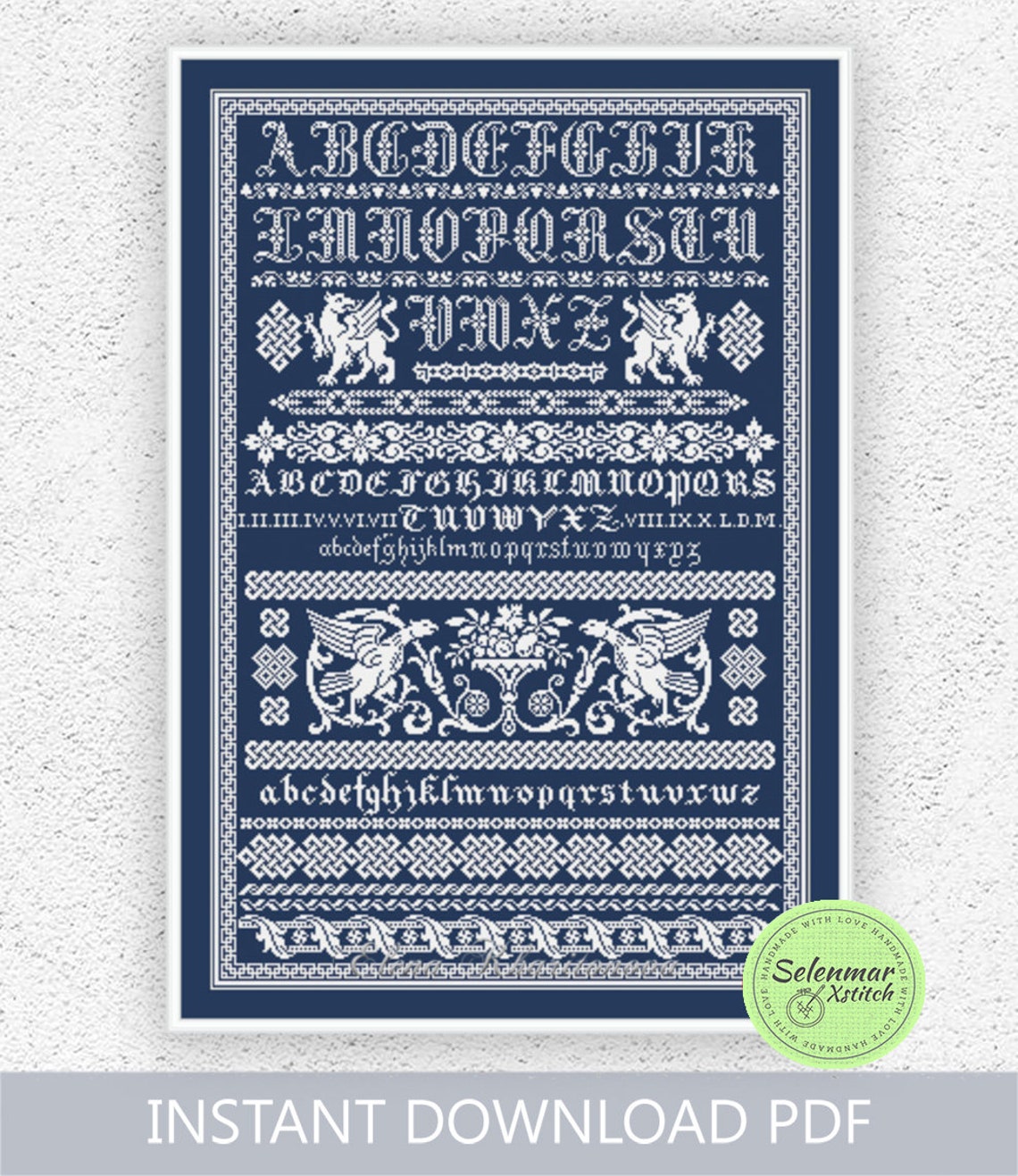 Celtic Dragons Monochrome Cross Stitch Pattern Quaker - Etsy