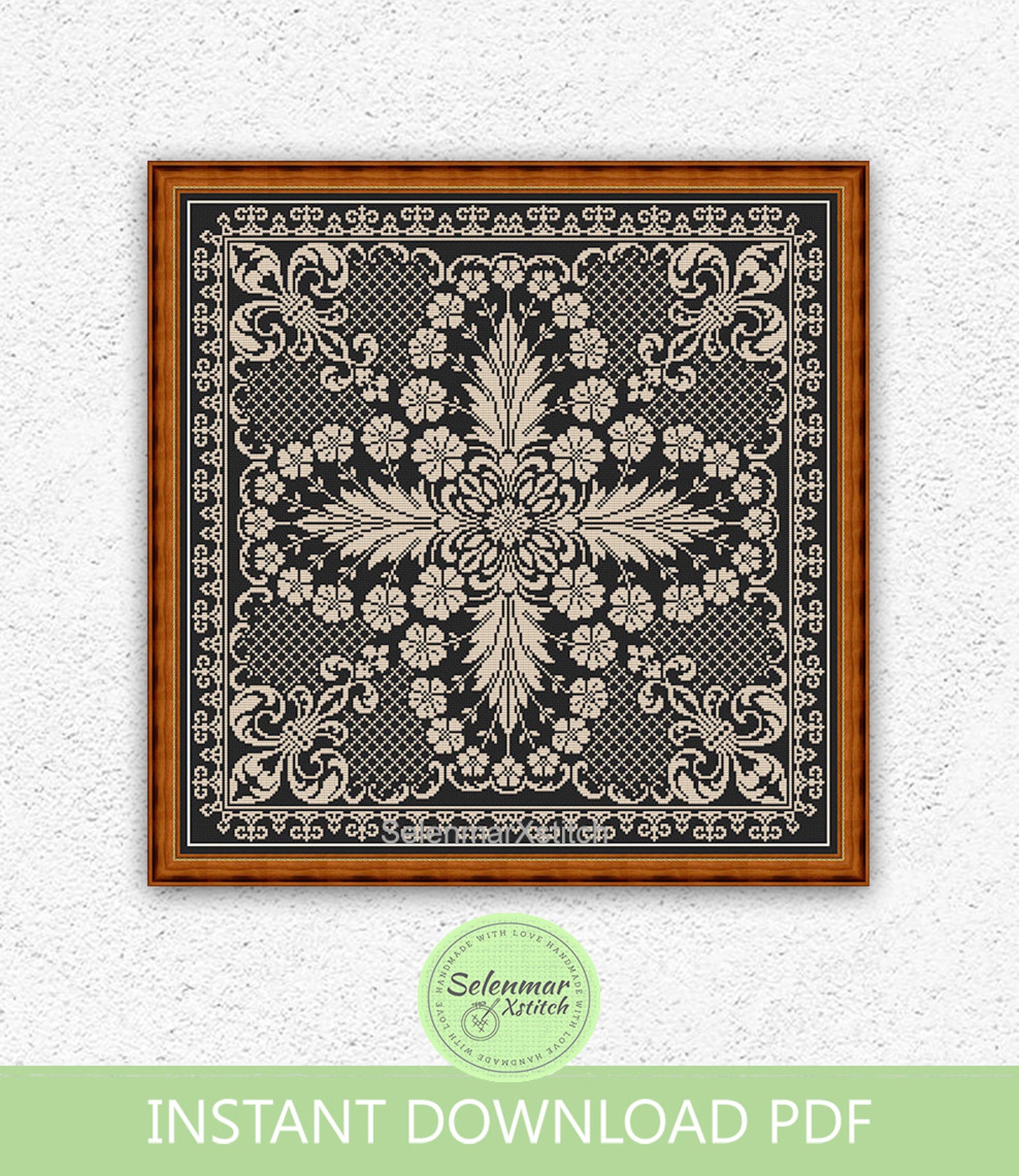 Floral Monochrome Cross Stitch Pattern Lace Cross Stitch - Etsy