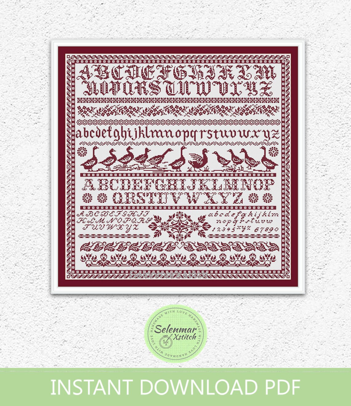 Country Quaker Sampler Counted Cross Stitch Pattern Farmhouse - Etsy