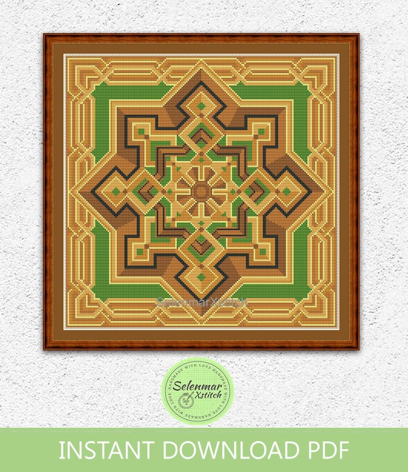 Geometric Counted Cross Stitch Pattern Moroccan Ornament Square ...
