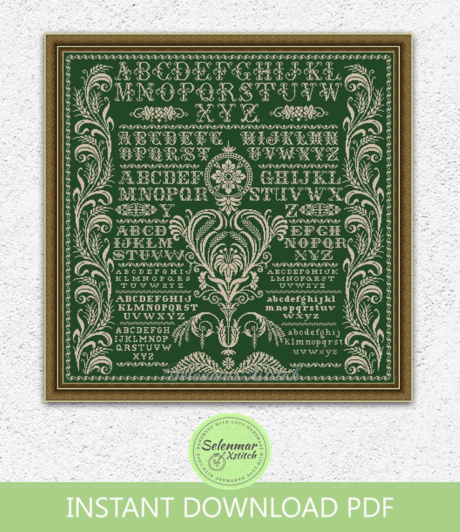 Monochrome Quaker Sampler Cross Stitch Pattern Alphabet Cross Stitch ...