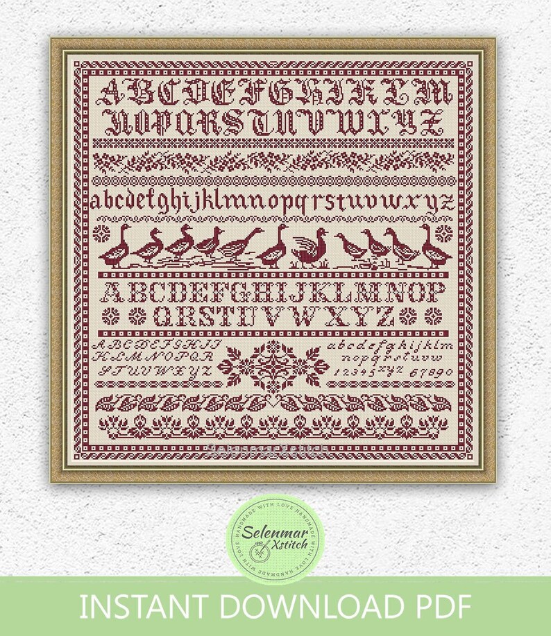 Country Quaker Sampler Counted Cross Stitch Pattern Farmhouse - Etsy