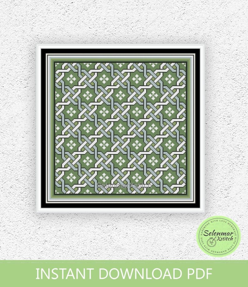 Geometric Knot Counted Cross Stitch Pattern Knotted Ornament Square ...