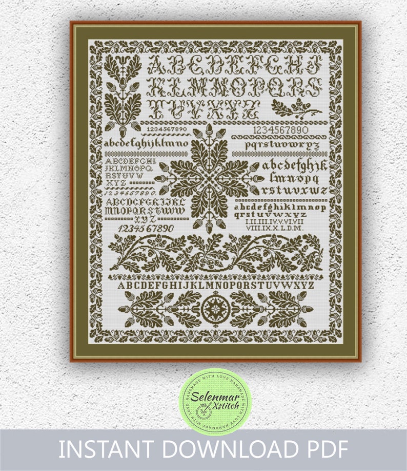 Quaker Sampler Counted Cross Stitch Pattern Acorn Cross Stitch - Etsy