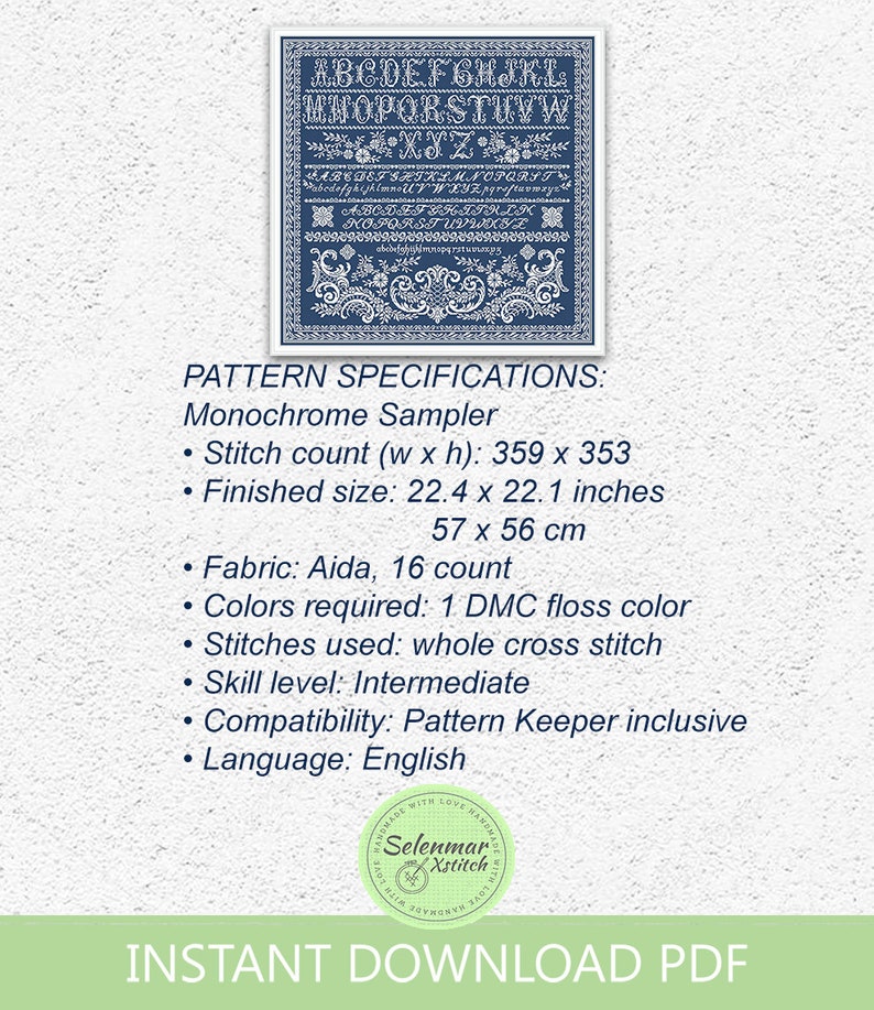 Flower Quaker Sampler Cross Stitch Pattern Floral Antique - Etsy