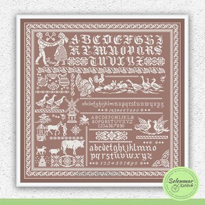 Village Quaker Sampler Cross Stitch Pattern Quaker Country X - Etsy
