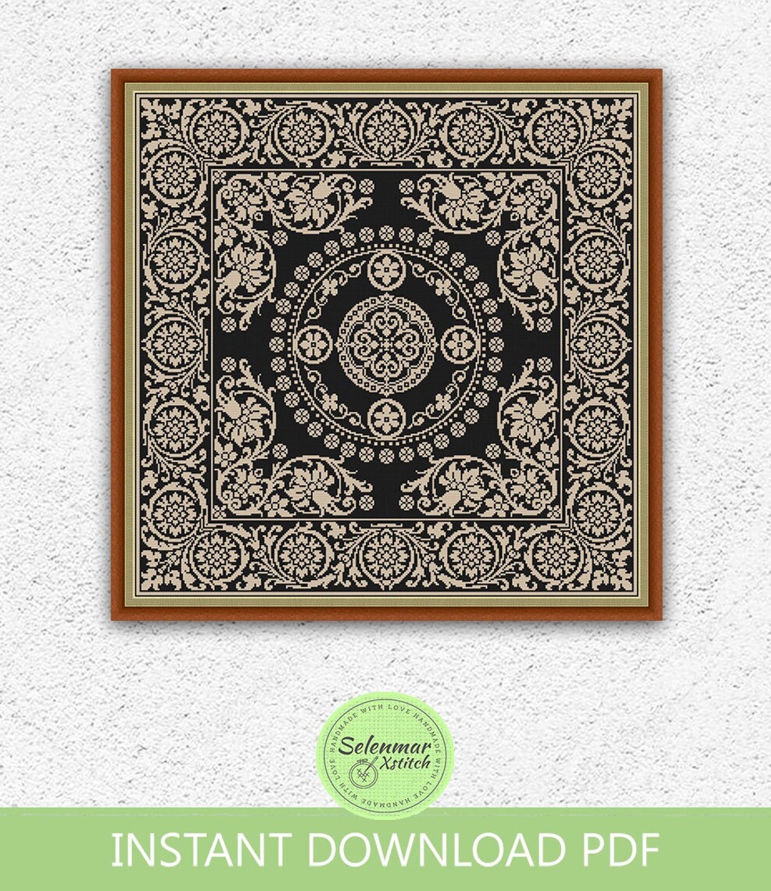 Monochrome Cross Stitch Pattern Pillow Cross Stitch Embroidery Design ...