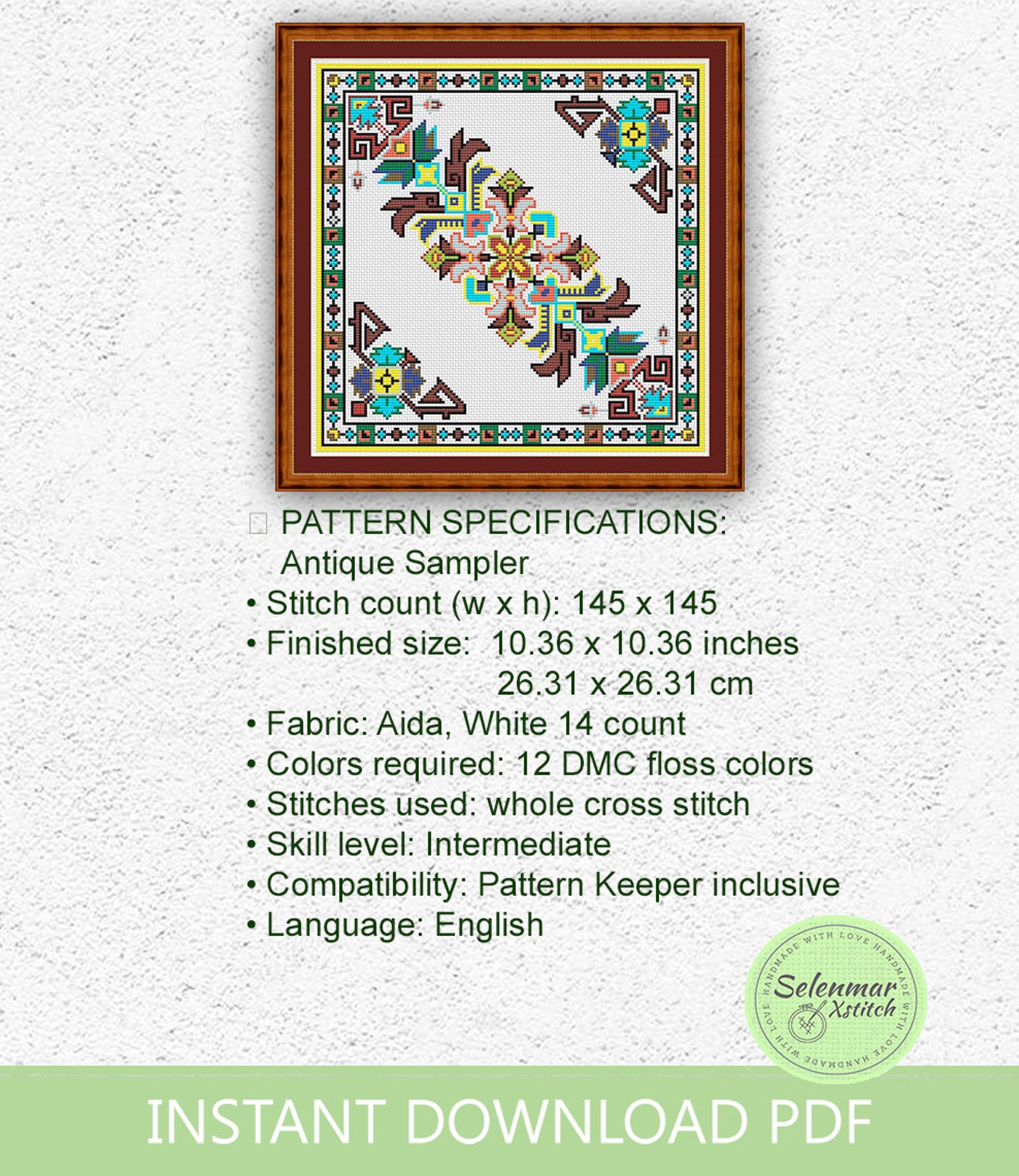 Moroccan Sampler Counted Cross Stitch Antique Pattern Geometric ...