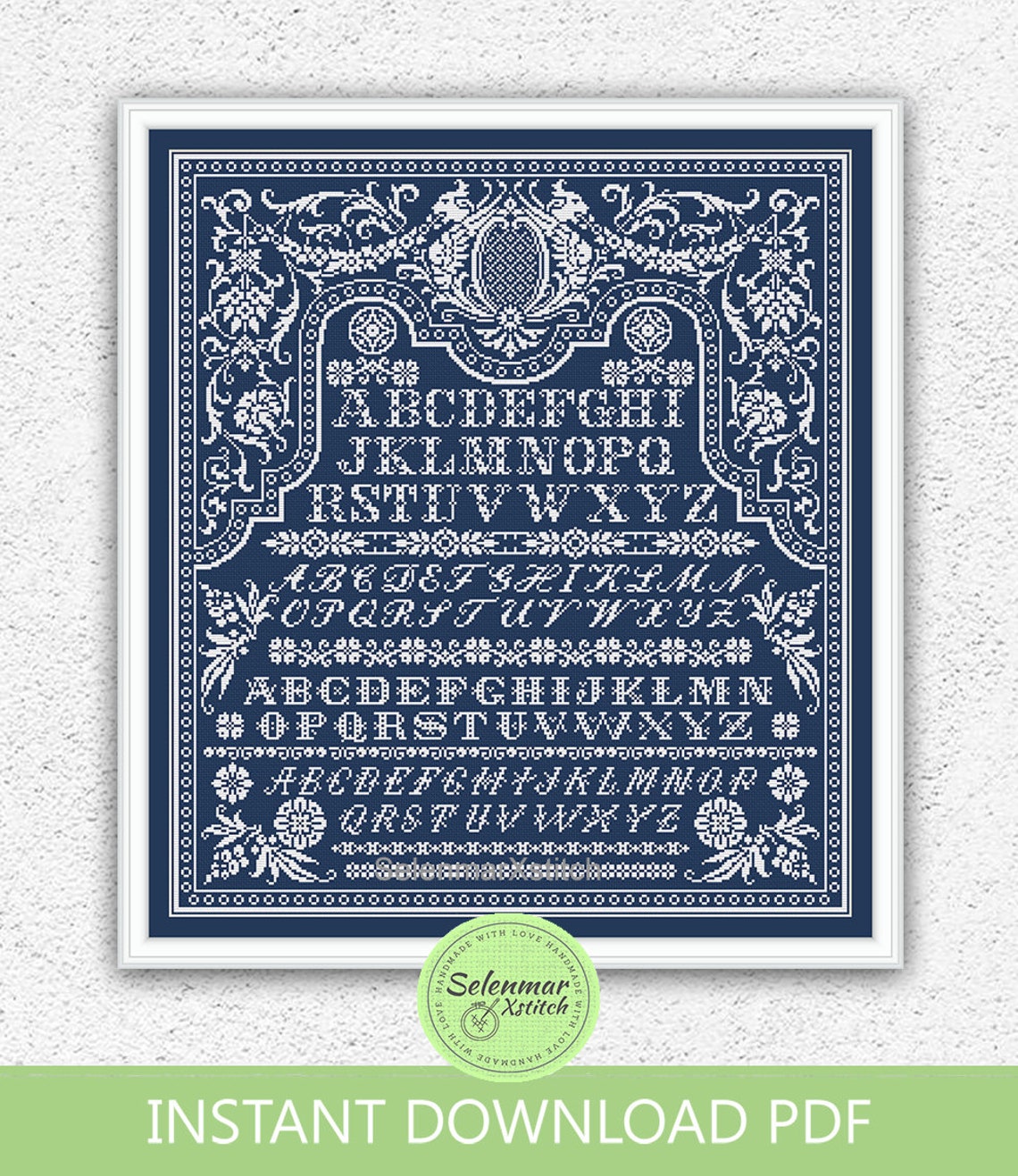 Quaker Sampler Cross Stitch Pattern Monochrome Antique - Etsy