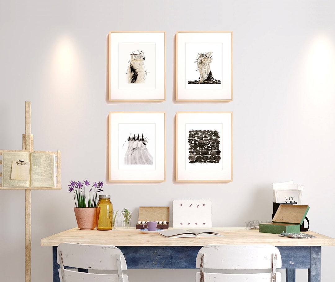 Black and White Abstract Art Prints, Small Abstract Prints Set of 4 ...