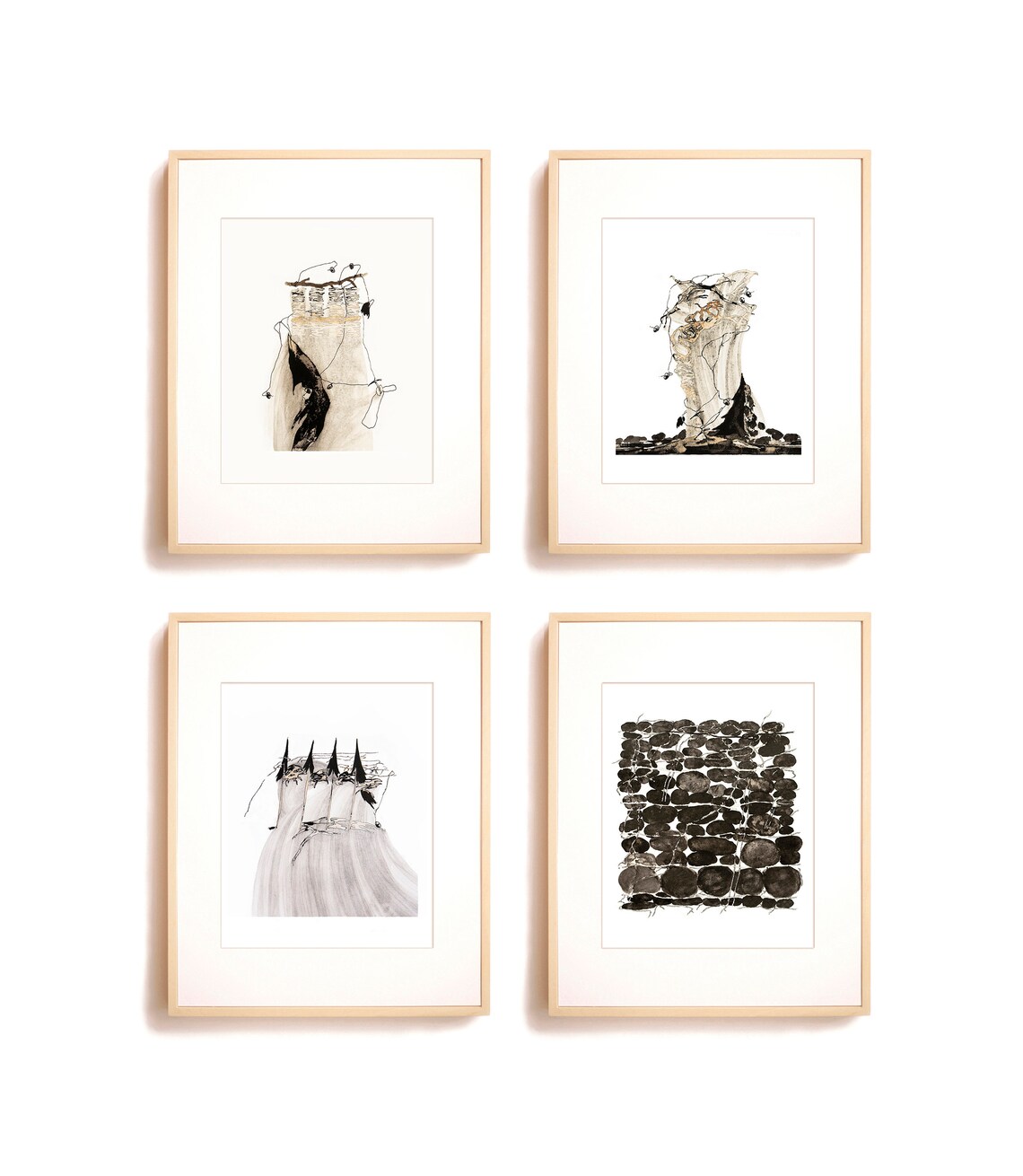 Black and White Abstract Art Prints, Small Abstract Prints Set of 4 ...