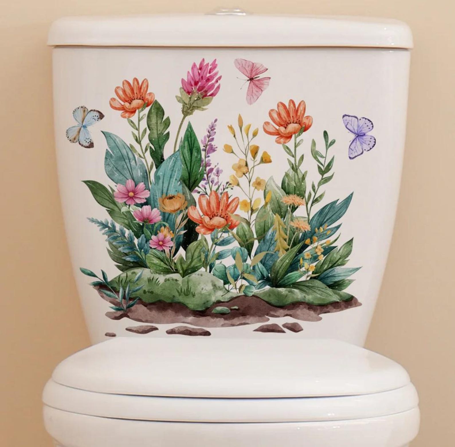 Bathroom Decal Sticker - Toilets, Draws, Cupboards, Tiles. Floral ...