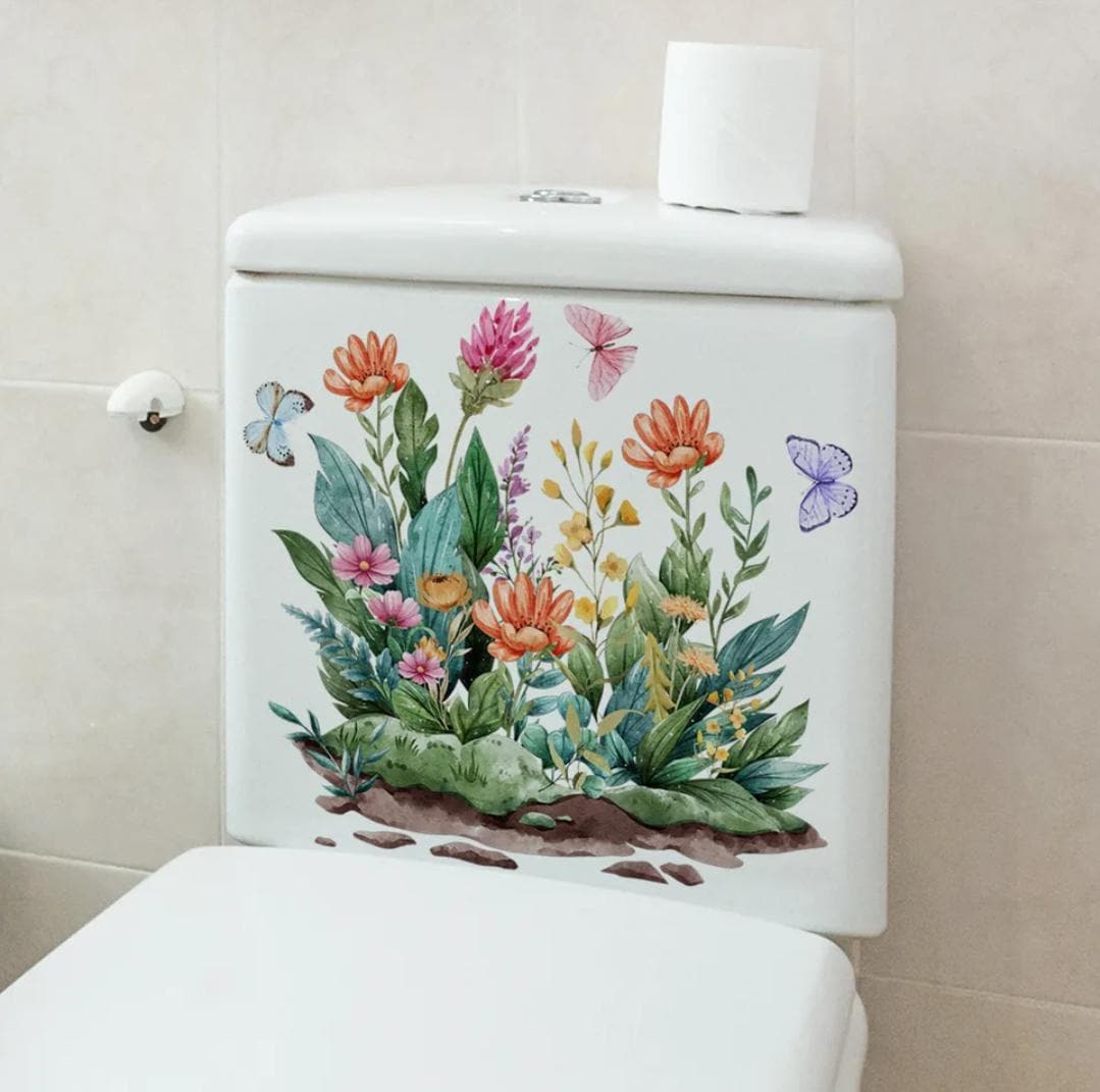 Bathroom Decal Sticker - Toilets, Draws, Cupboards, Tiles. Floral ...