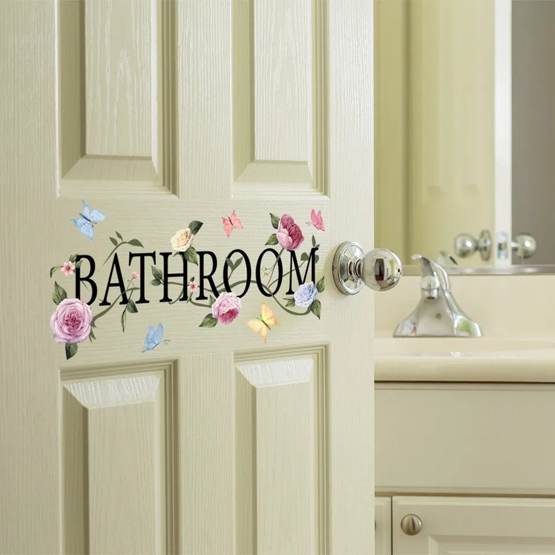 Bathroom Door Decal Sticker - Toilets, Draws, Cupboards, Tiles, Shower ...