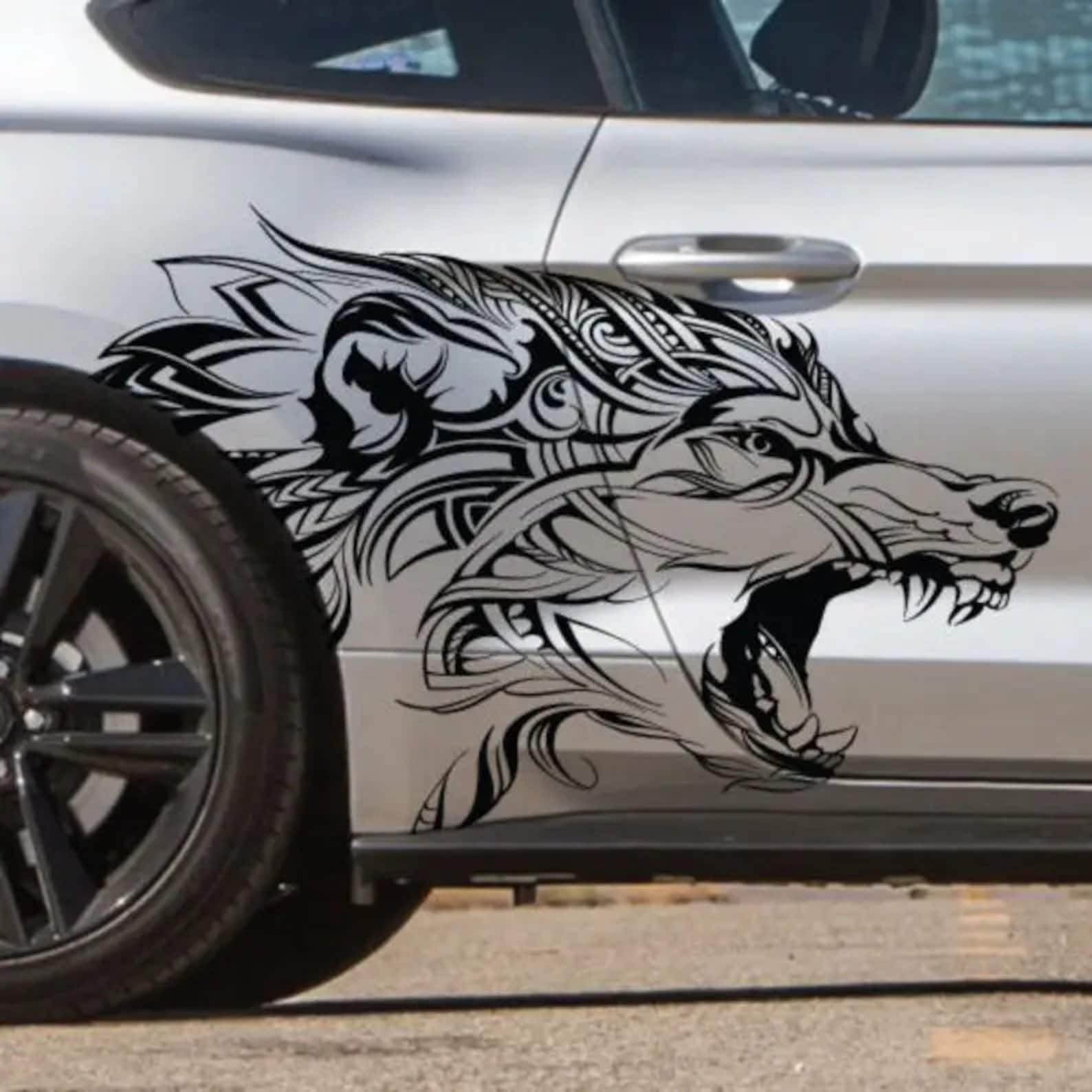 Wolf Dog Fangs Tribal Tattoo Design Car Decal Sticker Laser Cut Single ...