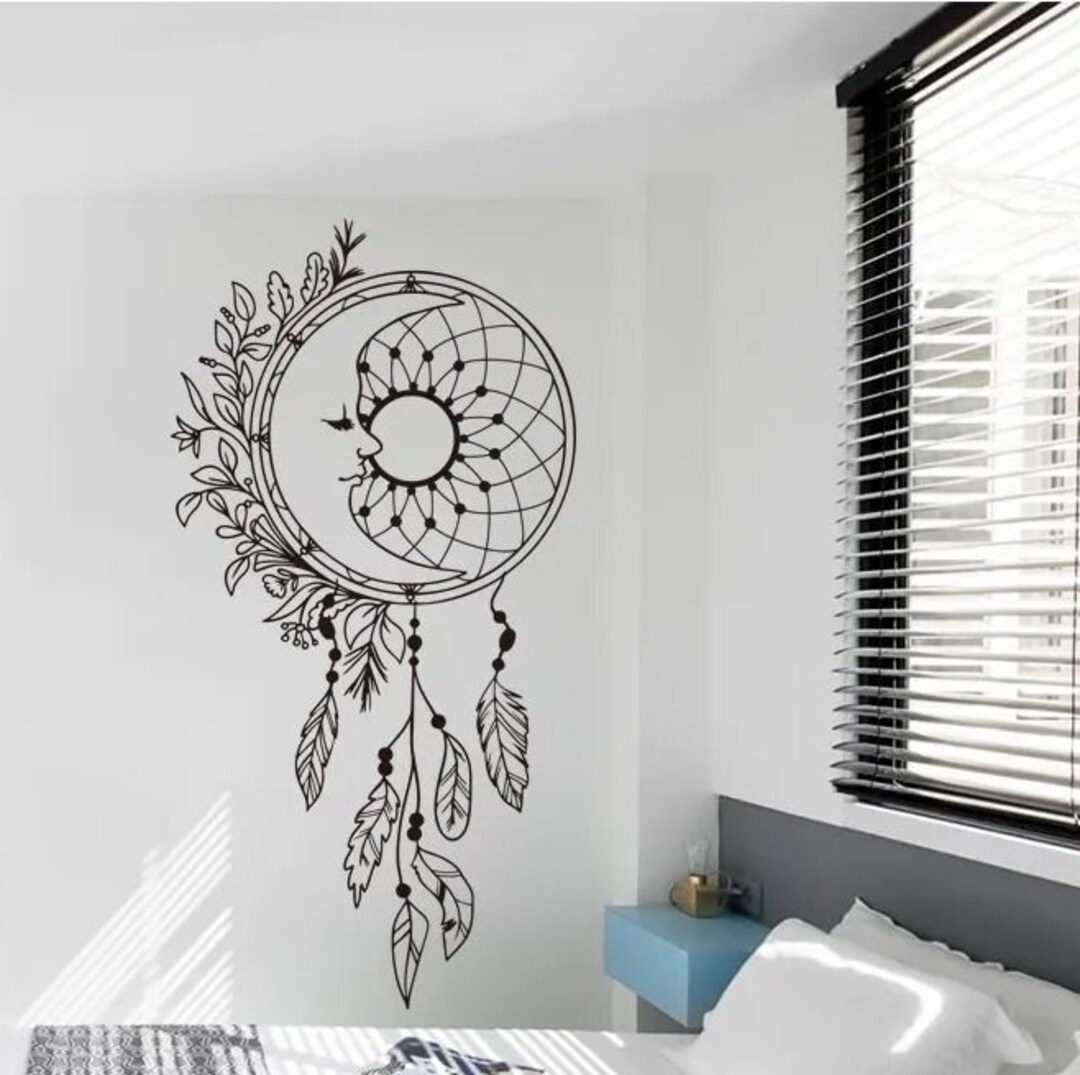 Gypsy Moon Dreamcatcher With Flowers Leaves and Feathers. Removable ...