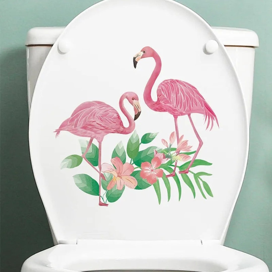 Flamingo Tropical Bathroom Decal Sticker Toilets, Draws, Cupboards ...