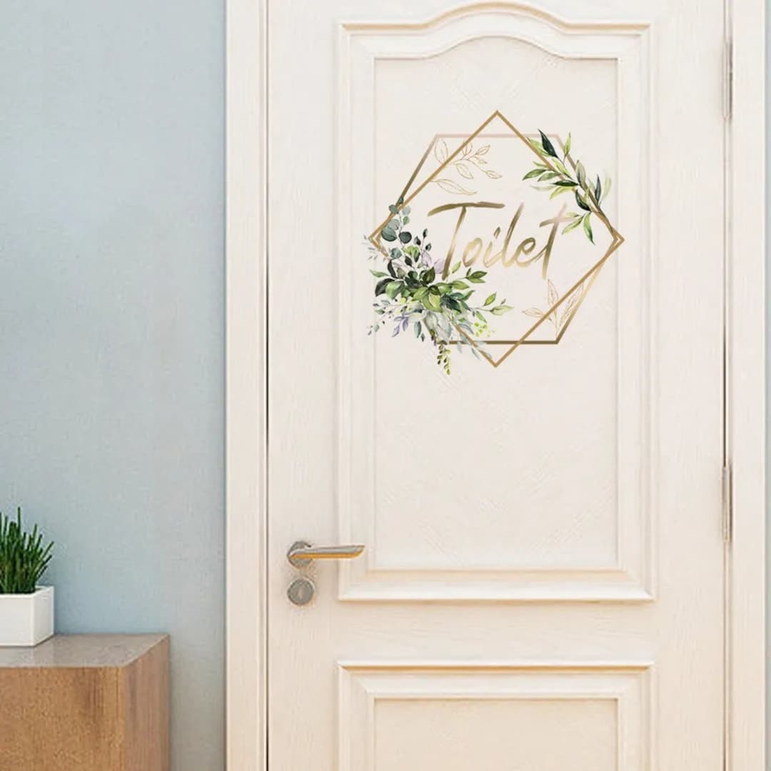 Golden Toilet Door Sign Decal Sticker Toilets, Doors, Cupboards, Tiles ...