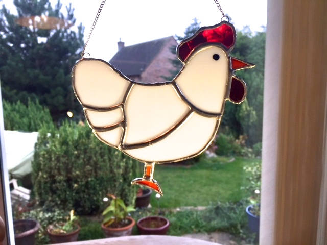 Little Chick, Mother Hen Stained Glass Chicken Suncatcher Home Decor ...