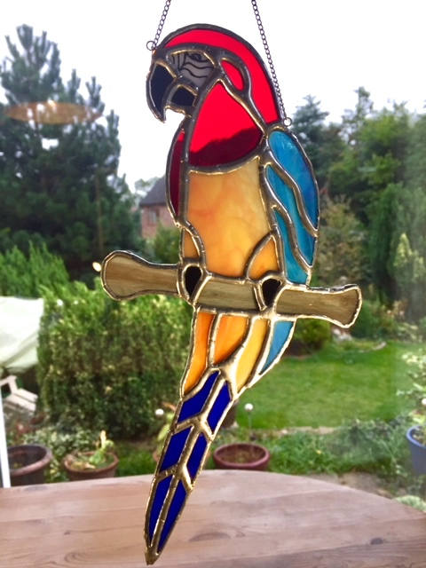 Stunning Hand Made Stained Glass Macaw Parrot, Unusual And Unique Gift ...